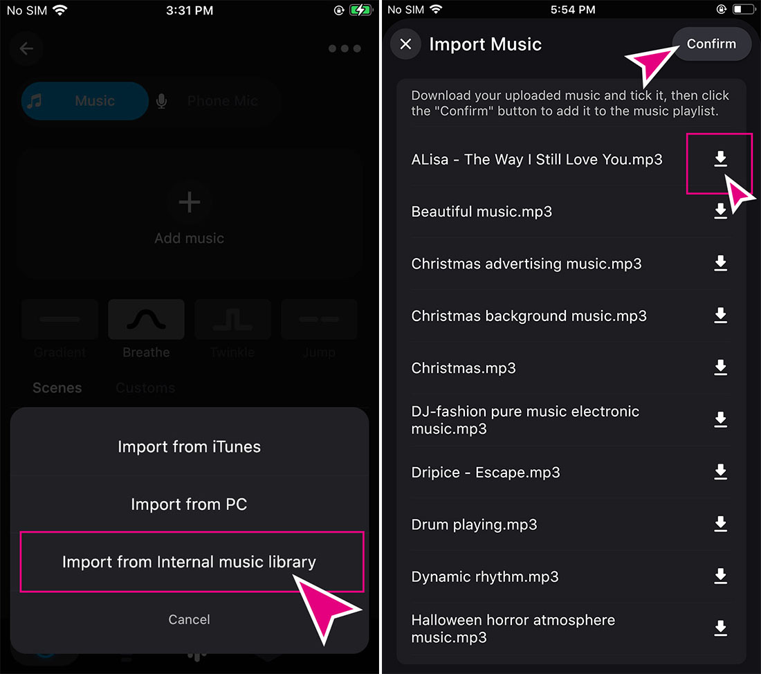 3. After successful addition, return to the music mode page, click the ...